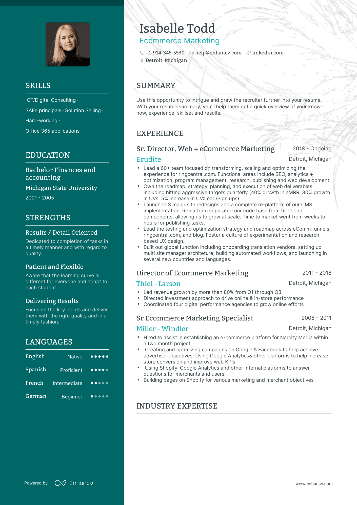 Ecommerce Marketing Resume Examples | Pro Tips Featured | Enhancv ... Ecommerce Marketing Resume Examples | Pro Tips Featured | Enhancv ...