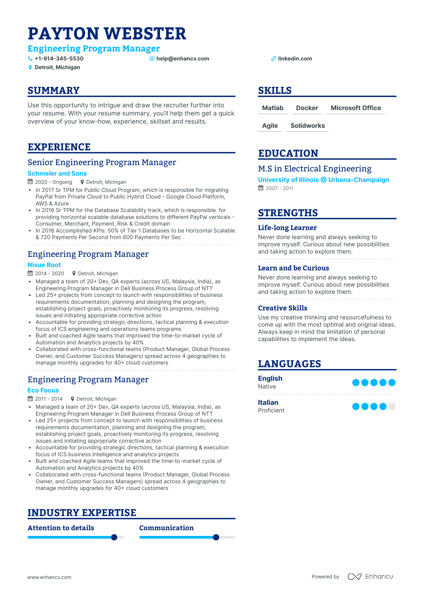 Engineering Program Manager Resume Examples & Guide for 2023 (Layout ...