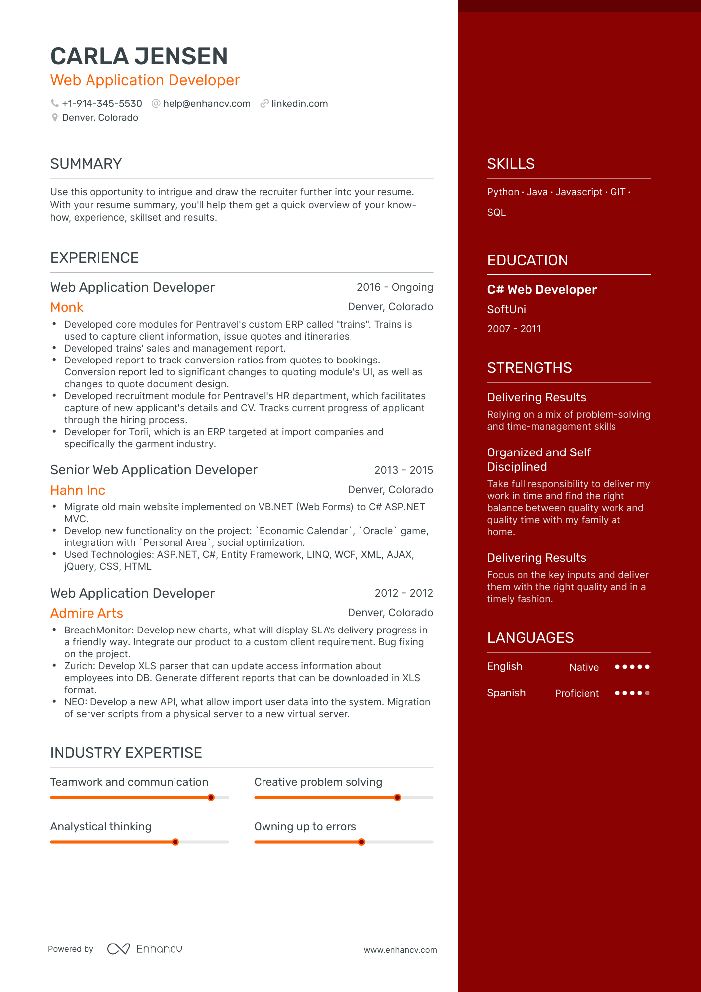 Web Application Developer Resume Examples & Guide for 2023 (Layout ...