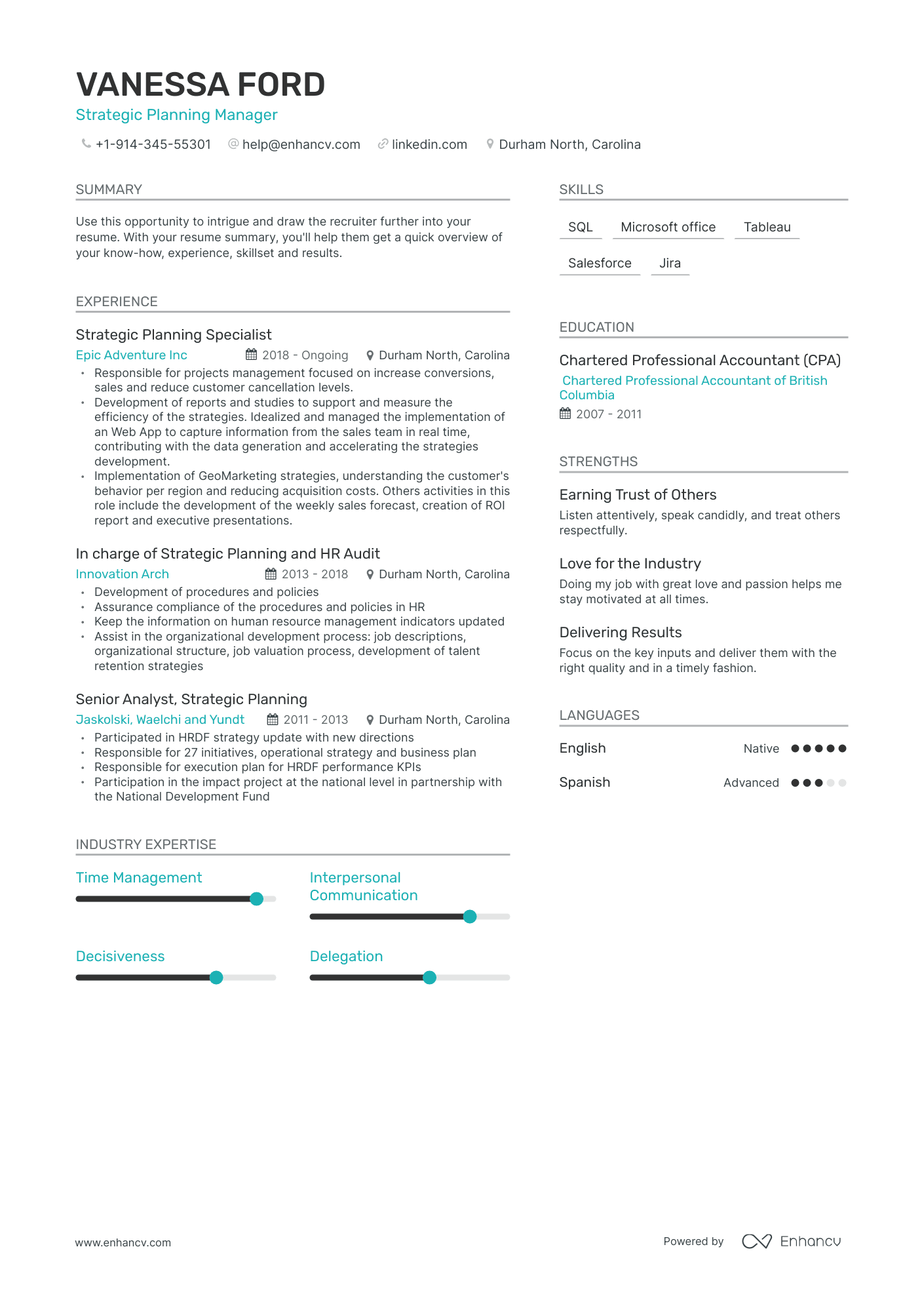Strategic Planning Manager Resume Examples & Guide for 2023 (Layout ...