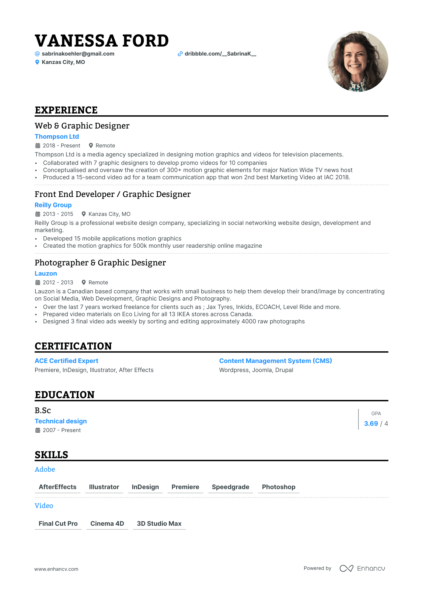 5 Motion Graphics Resume Examples & Guide for 2024