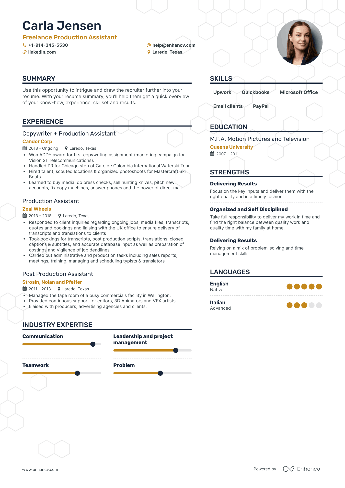 Freelance Production Assistant Resume Examples & Guide for 2023 (Layout ...