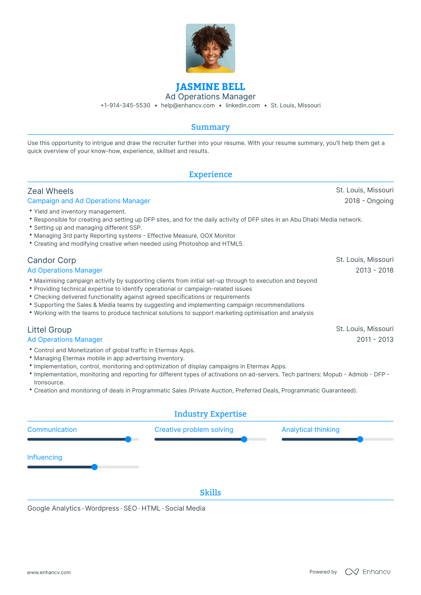 Ad Operations Manager Resume Examples & Guide for 2023 (Layout, Skills ...