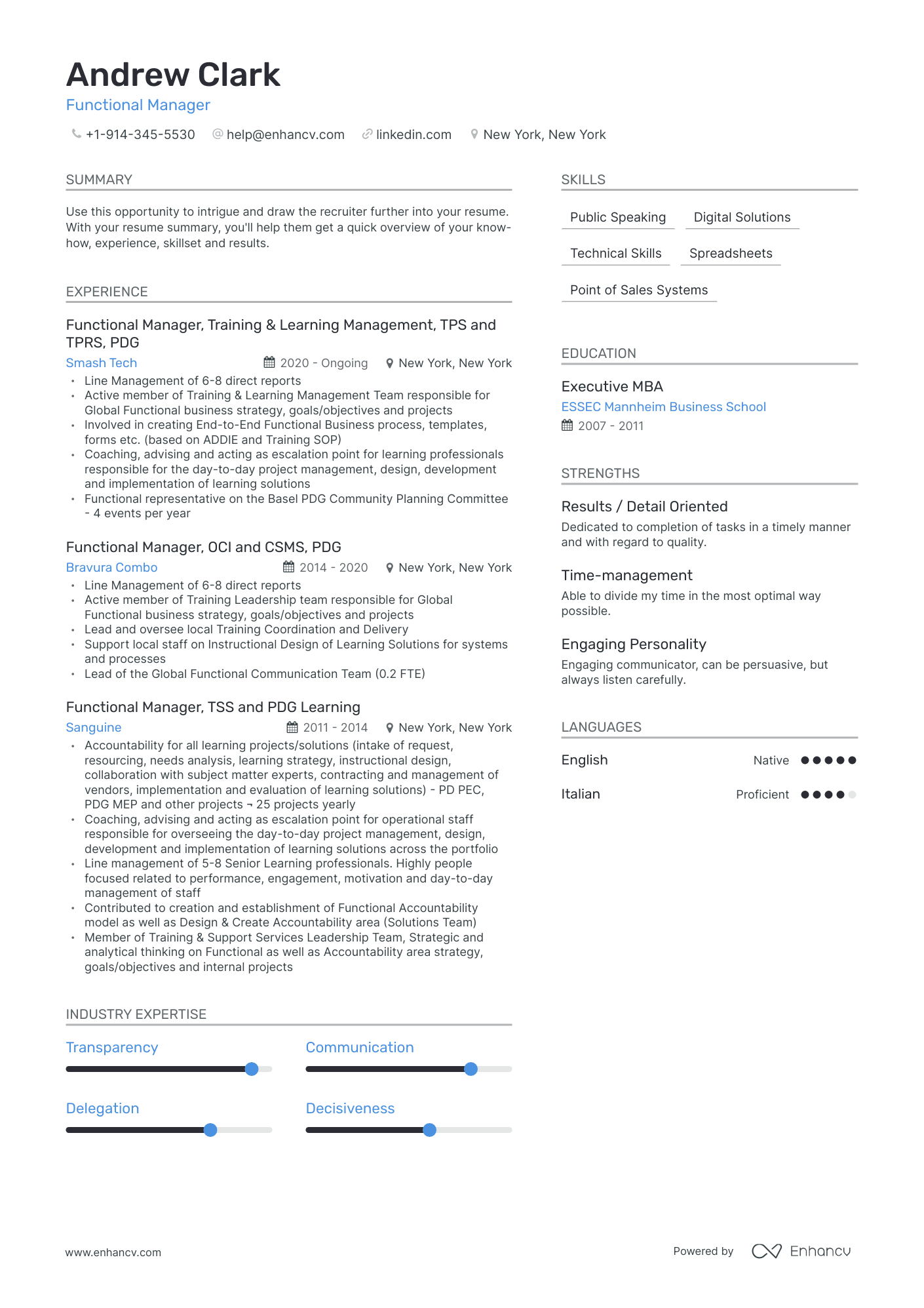 Functional Manager Resume Examples & Guide for 2023 (Layout, Skills ...