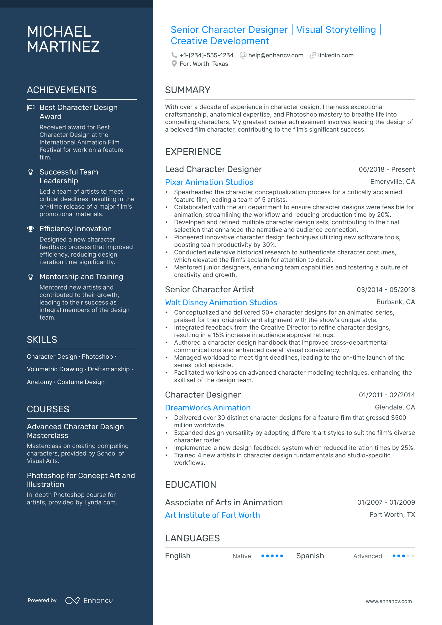 5 Character Designer Resume Examples & Guide for 2024