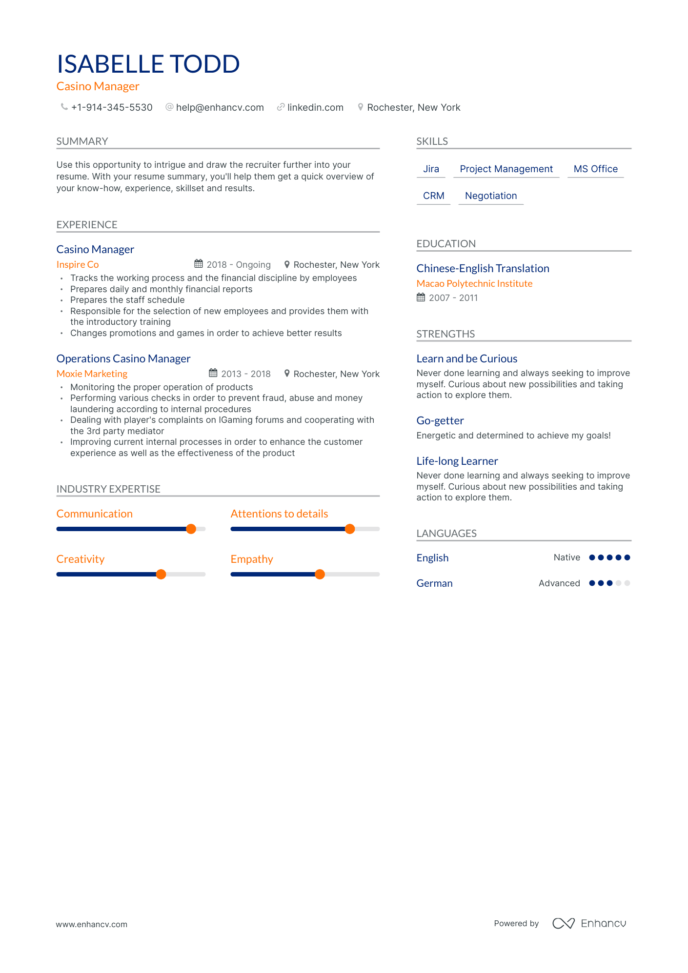 Casino Manager Resume Examples & Guide for 2023 (Layout, Skills ...