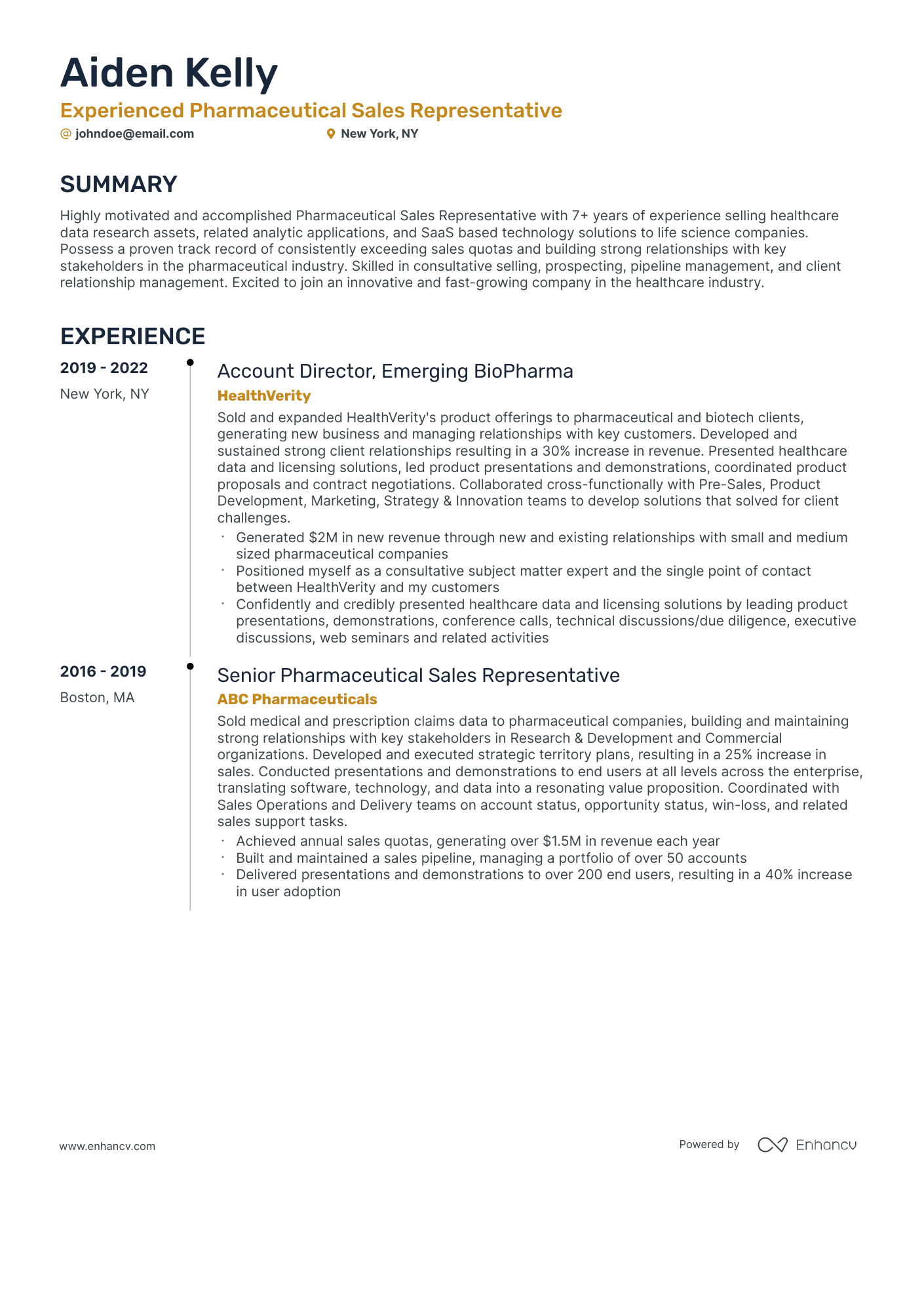 5 Pharmaceutical Sales Resume Examples & Guide for 2024