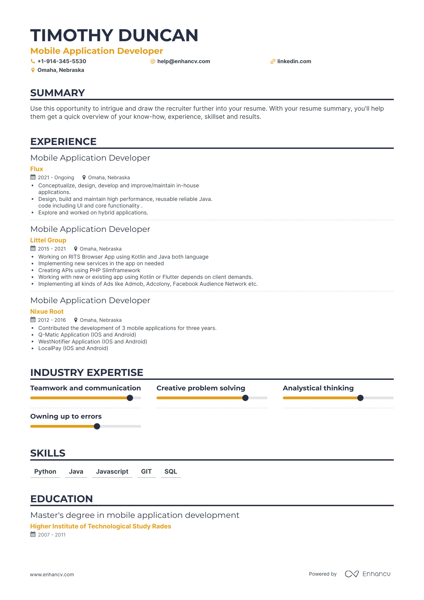 Mobile Application Developer Resume Examples & Guide for 2023 (Layout ...