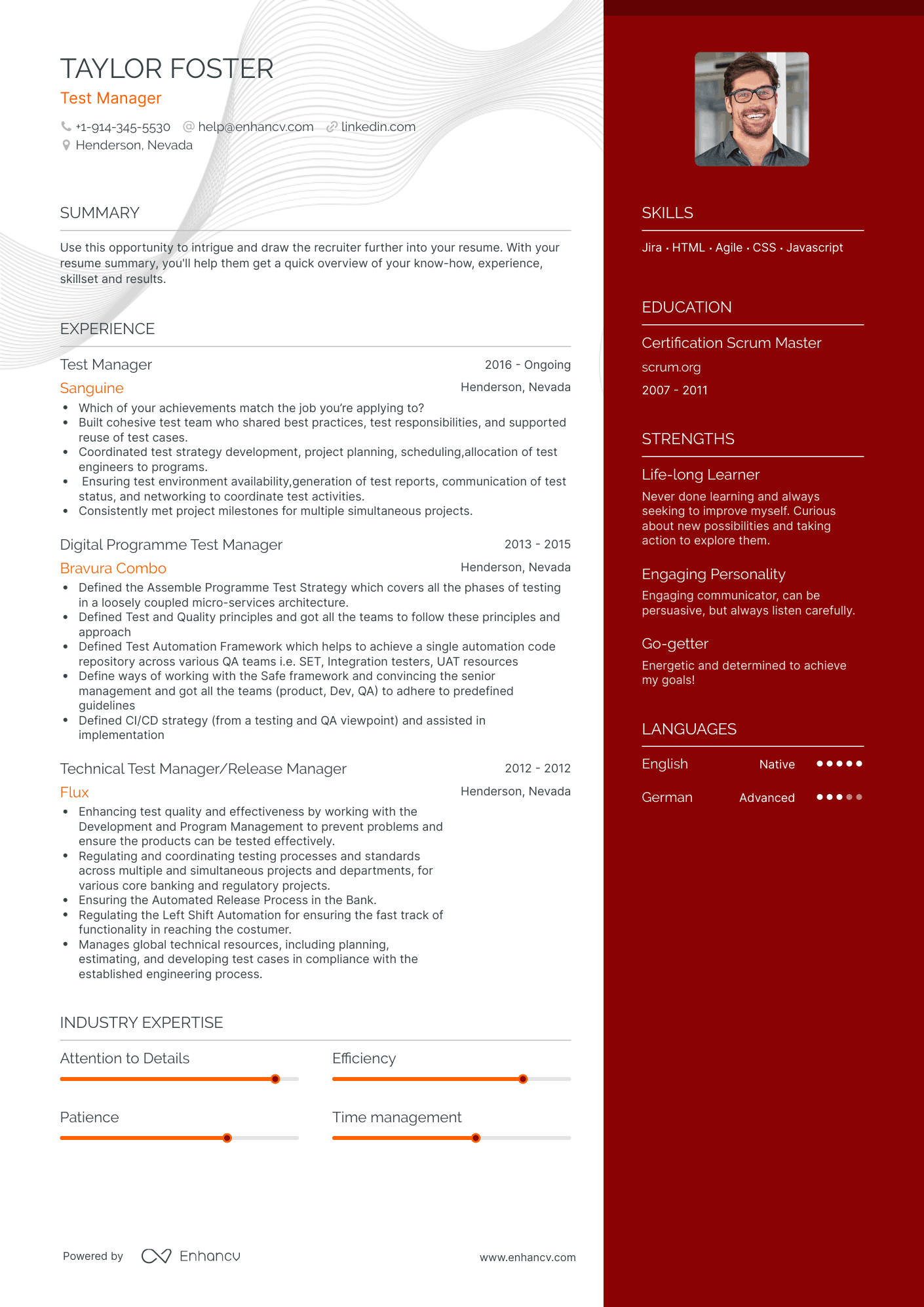 Test Manager Resume Examples & Guide for 2023 (Layout, Skills, Keywords ...