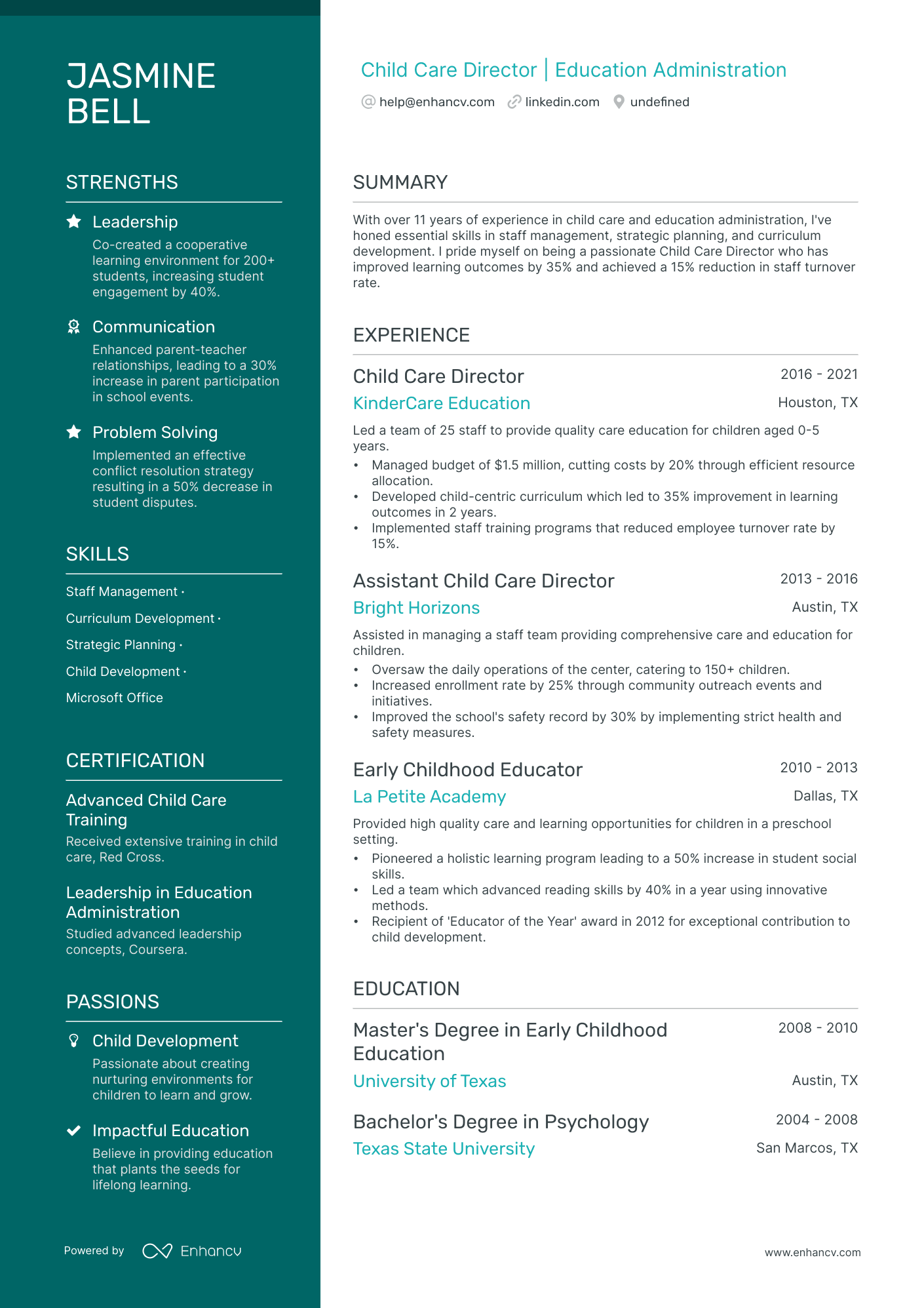 5 Child Care Director Resume Examples & Guide for 2024