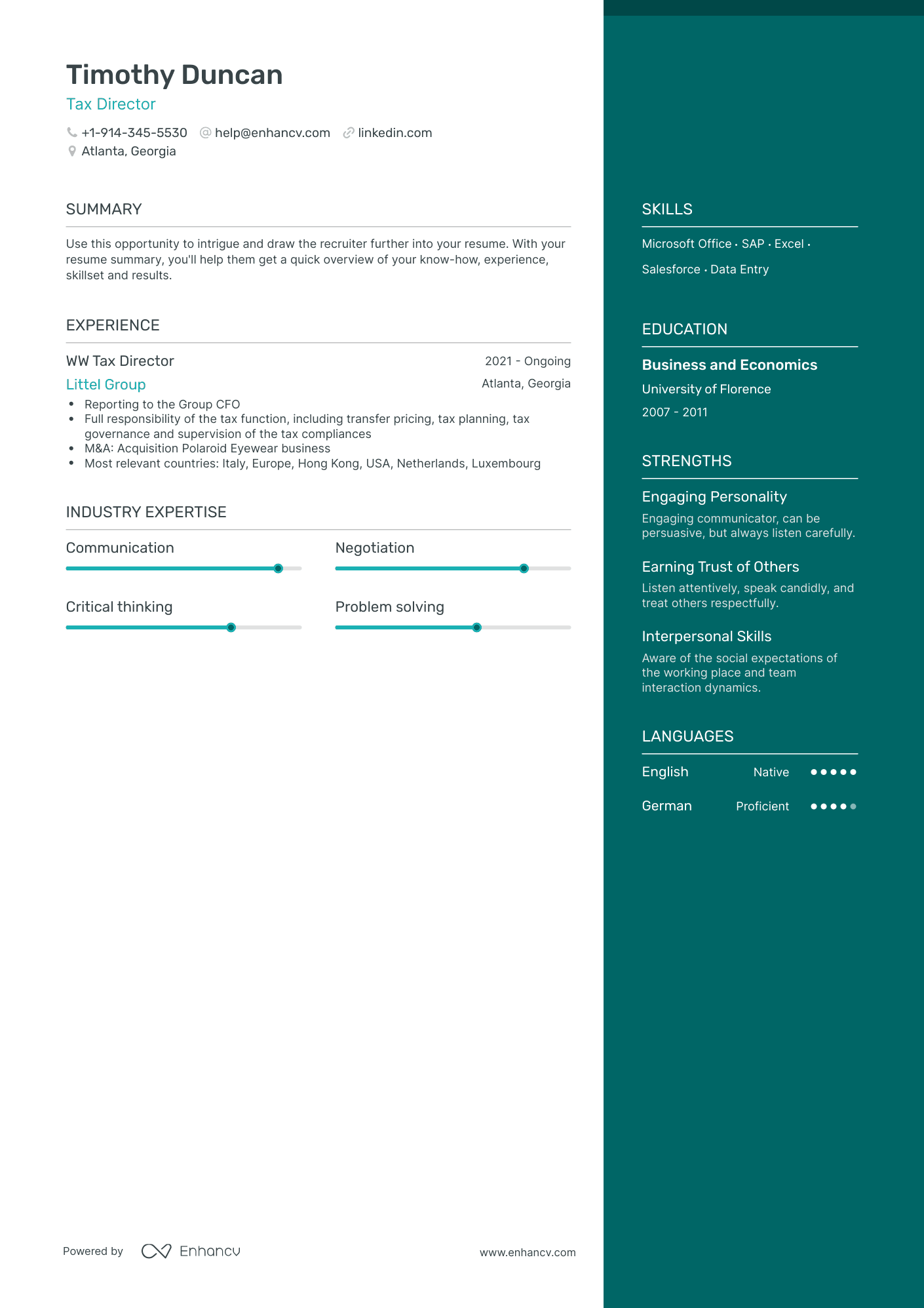 Tax Director Resume Examples & Guide for 2023 (Layout, Skills, Keywords ...