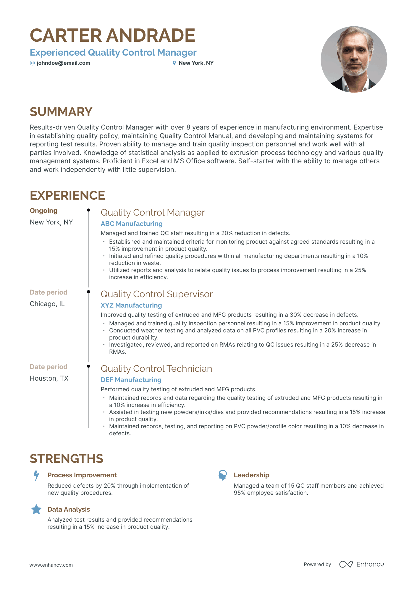 5 Quality Control Manager Resume Examples Guide For 2023