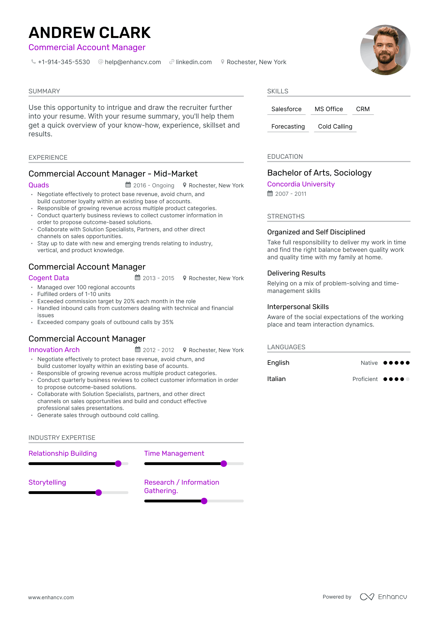 Commercial Account Manager Resume Examples & Guide for 2023 (Layout ...
