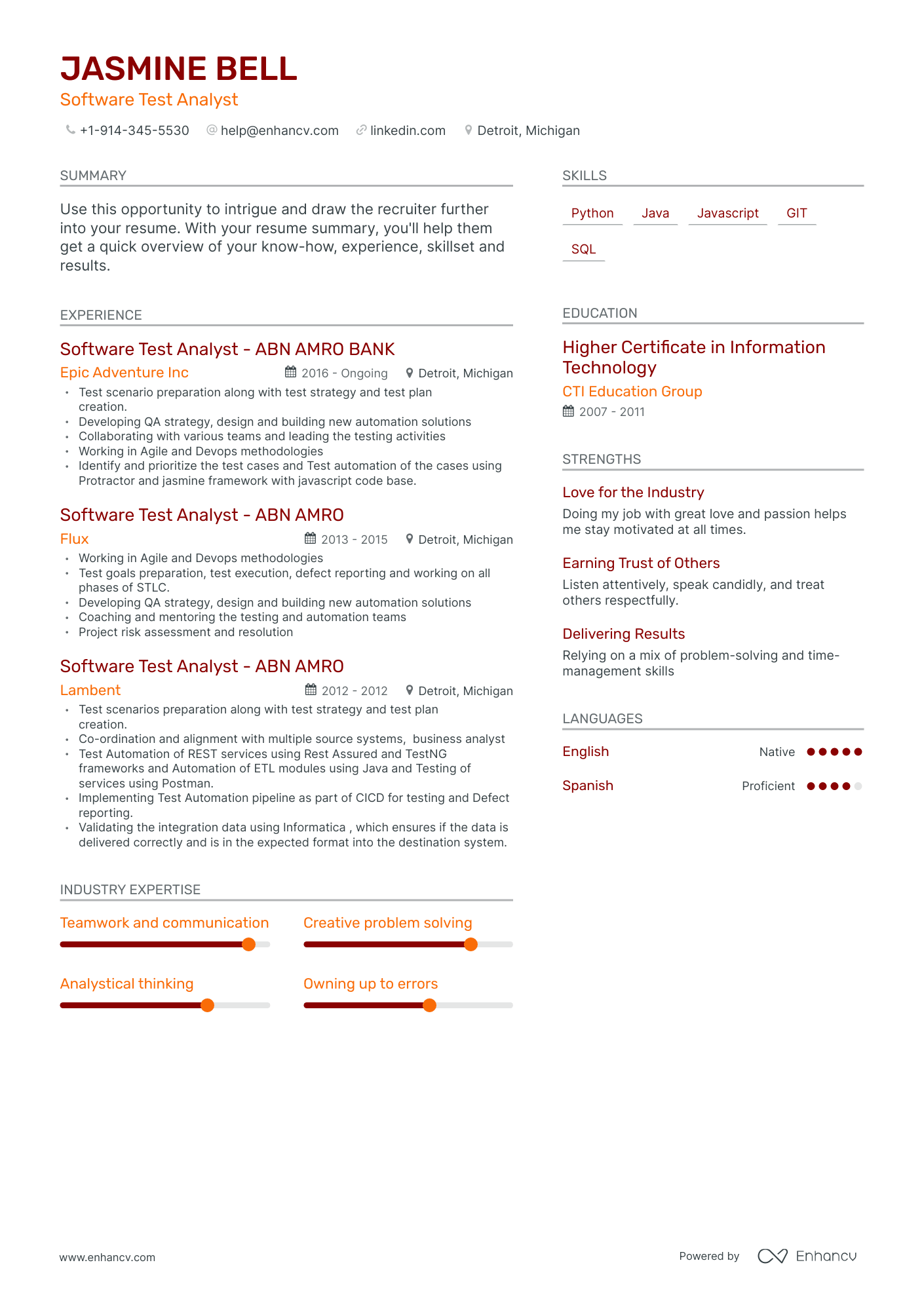 Software Test Analyst Resume Examples & Guide for 2023 (Layout, Skills ...
