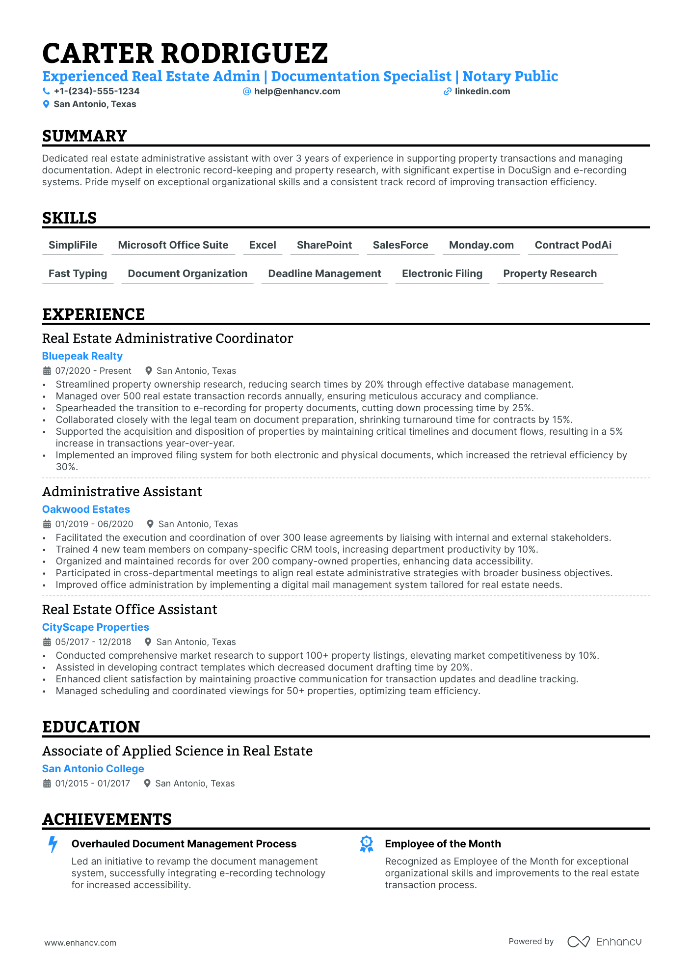 5 Real Estate Administrative Assistant Resume Examples & Guide for 2024