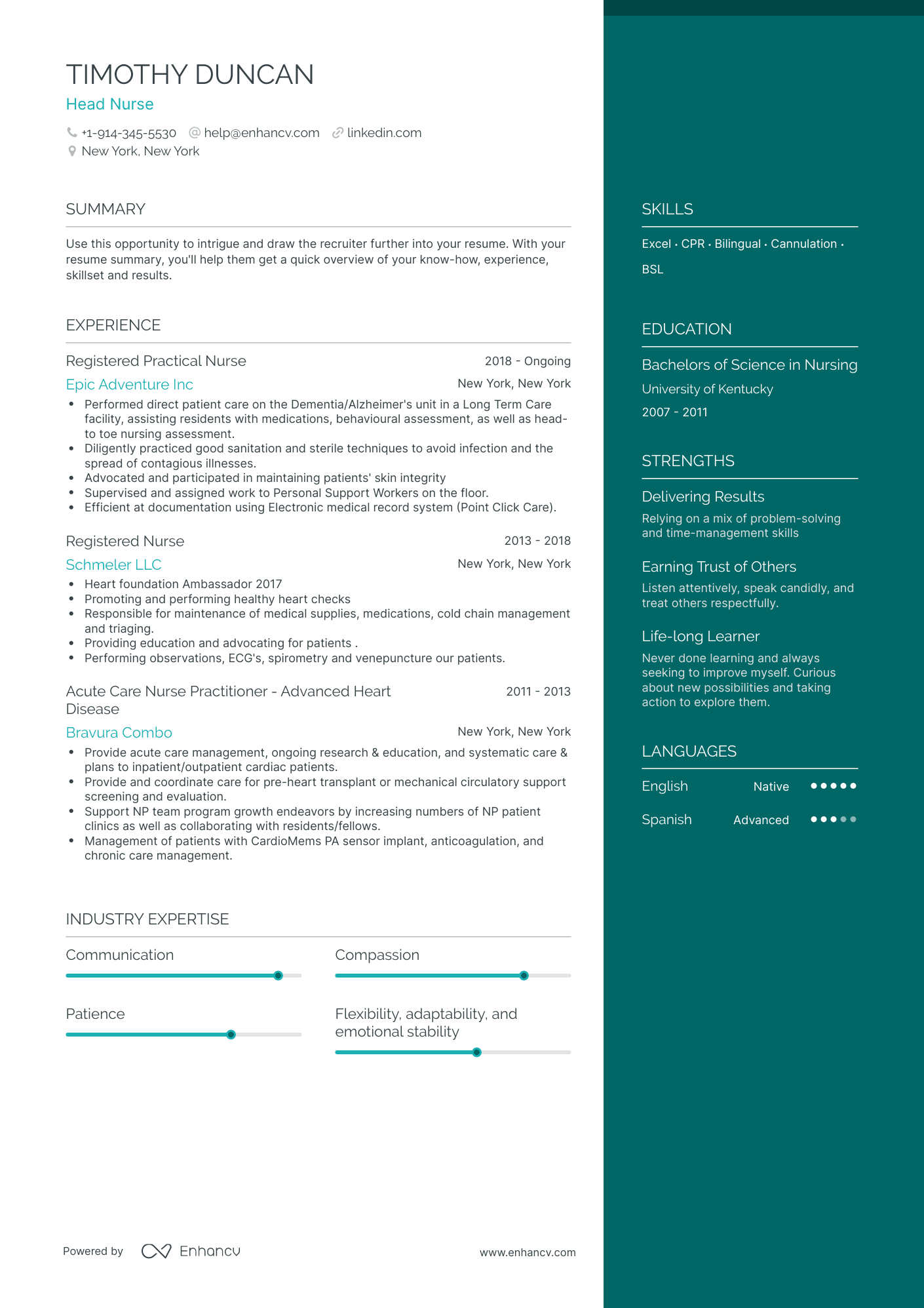 Head Nurse Resume Examples & Guide for 2023 (Layout, Skills, Keywords ...
