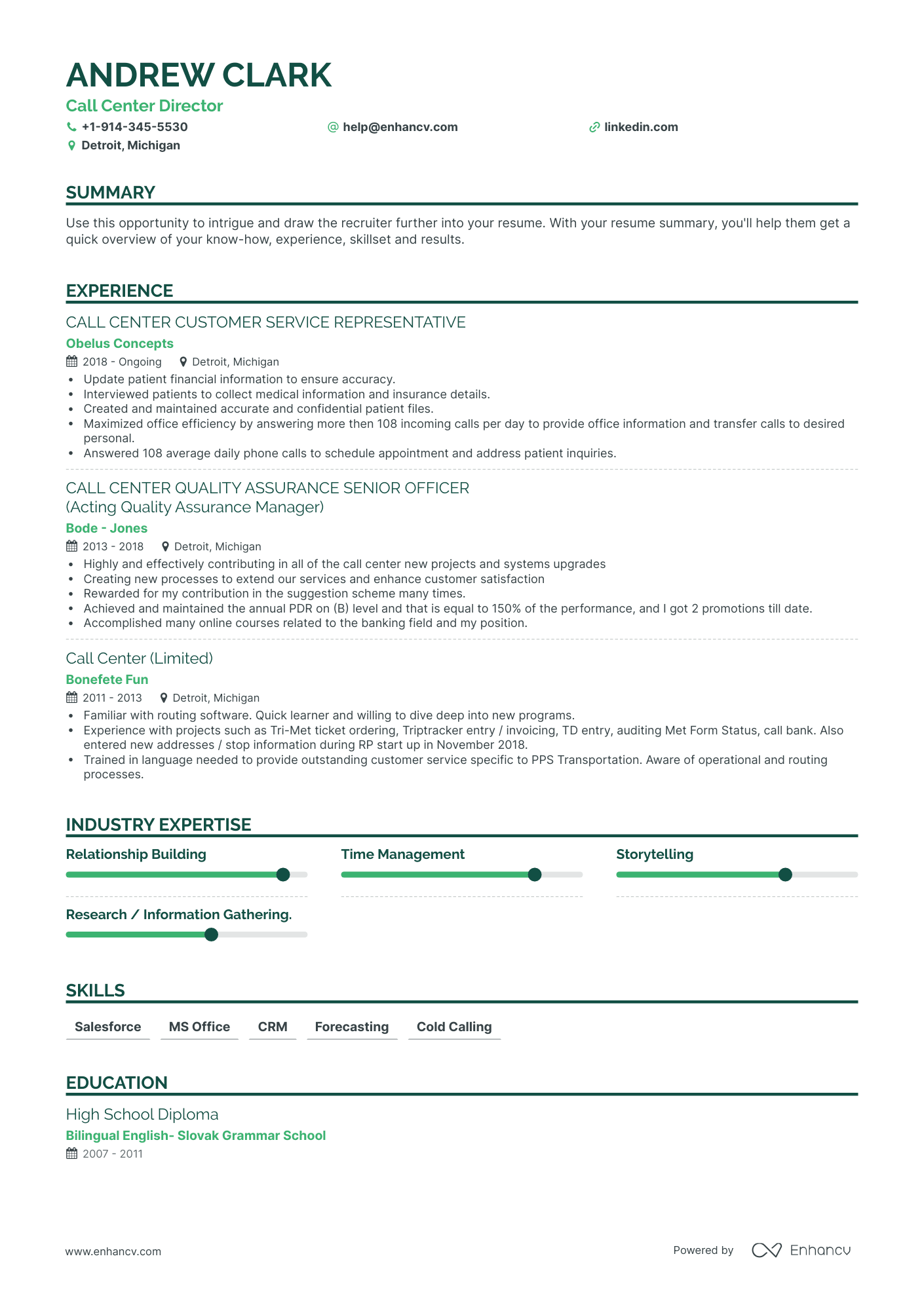 Call Center Director Resume Examples & Guide for 2023 (Layout, Skills ...