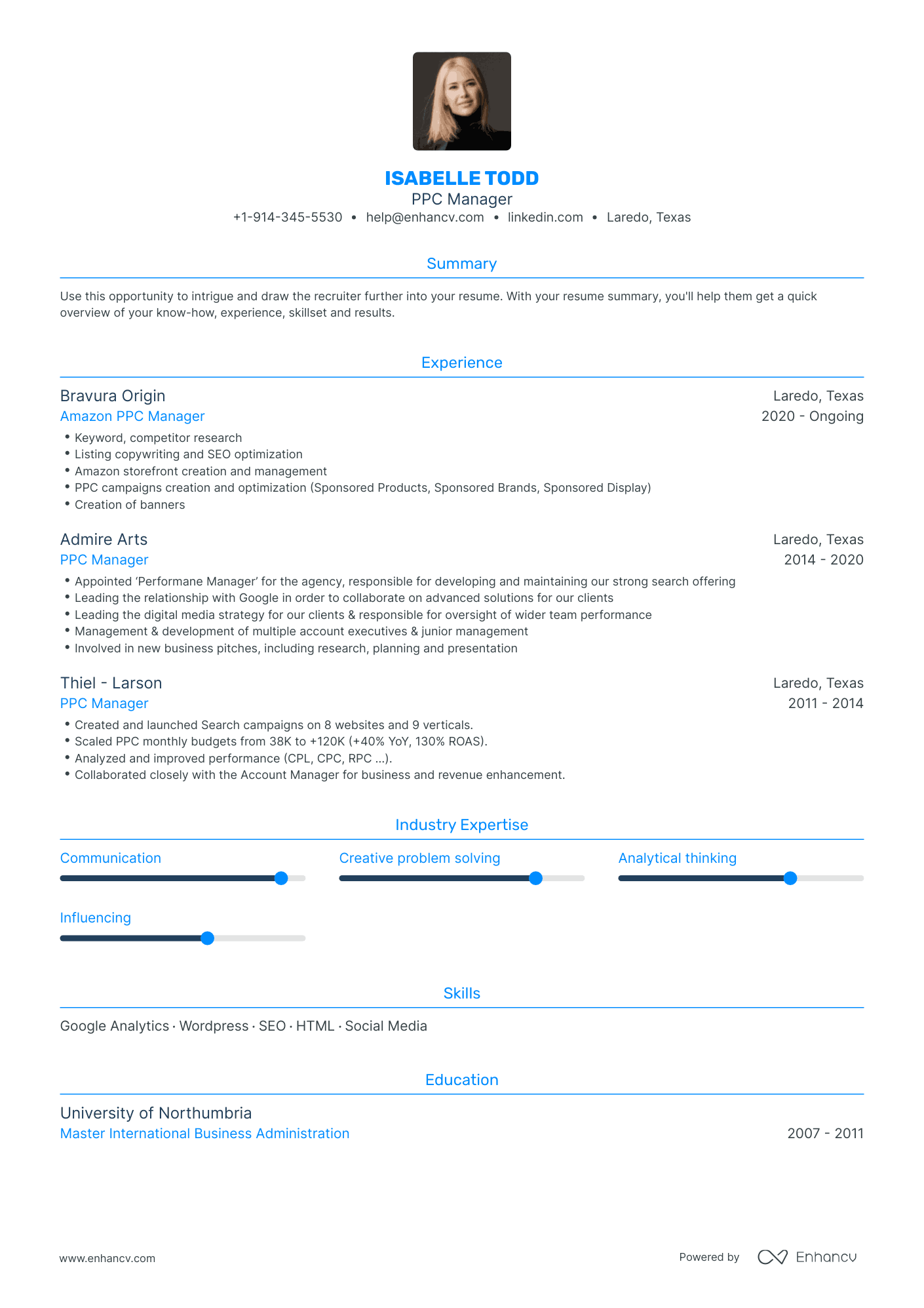 PPC Manager Resume Examples & Guide for 2023 (Layout, Skills, Keywords ...