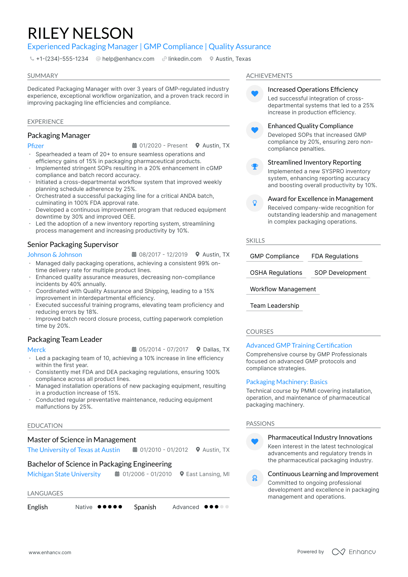 5 Packaging Manager Resume Examples & Guide for 2024