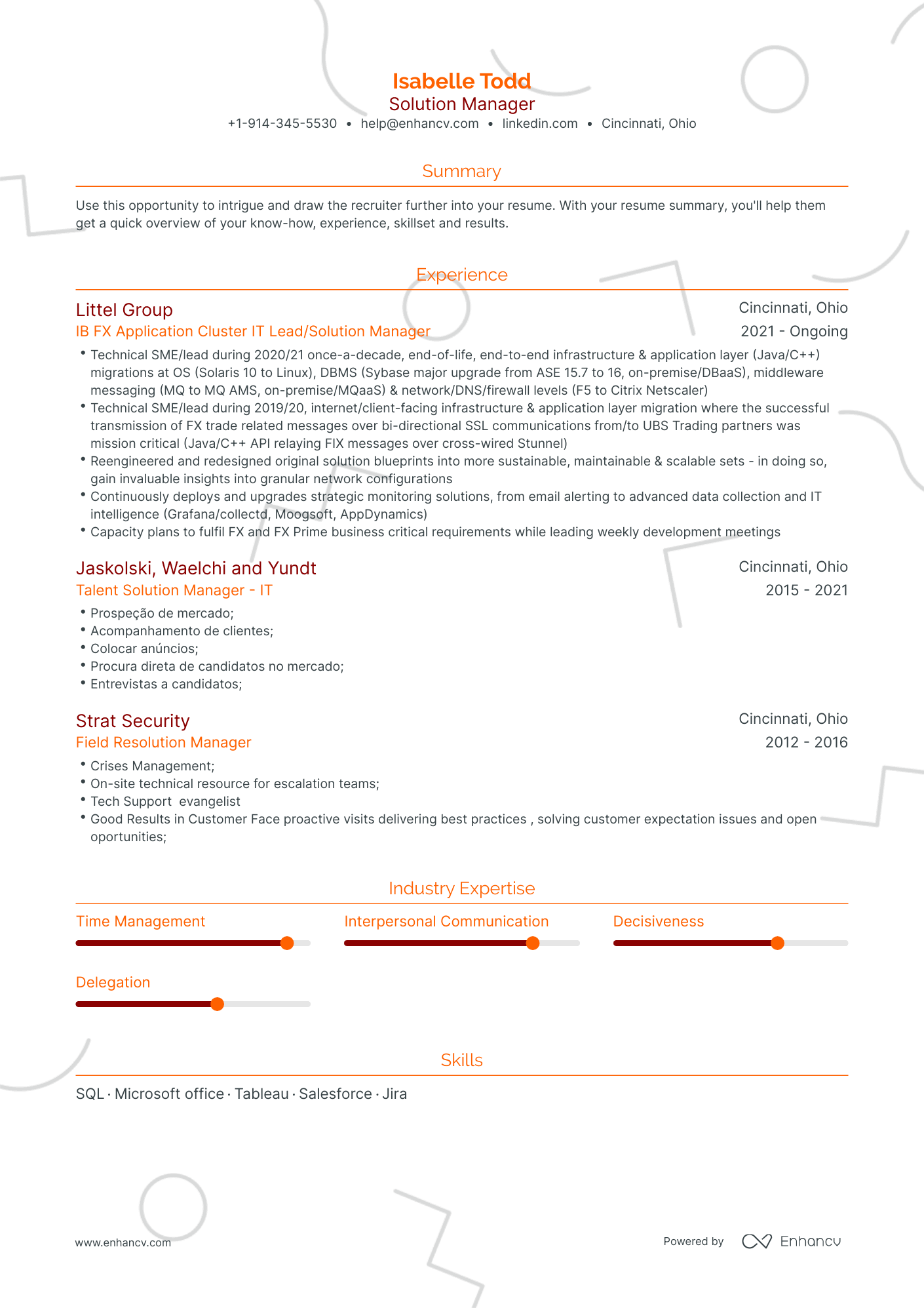 Solution Manager Resume Examples & Guide for 2023 (Layout, Skills ...