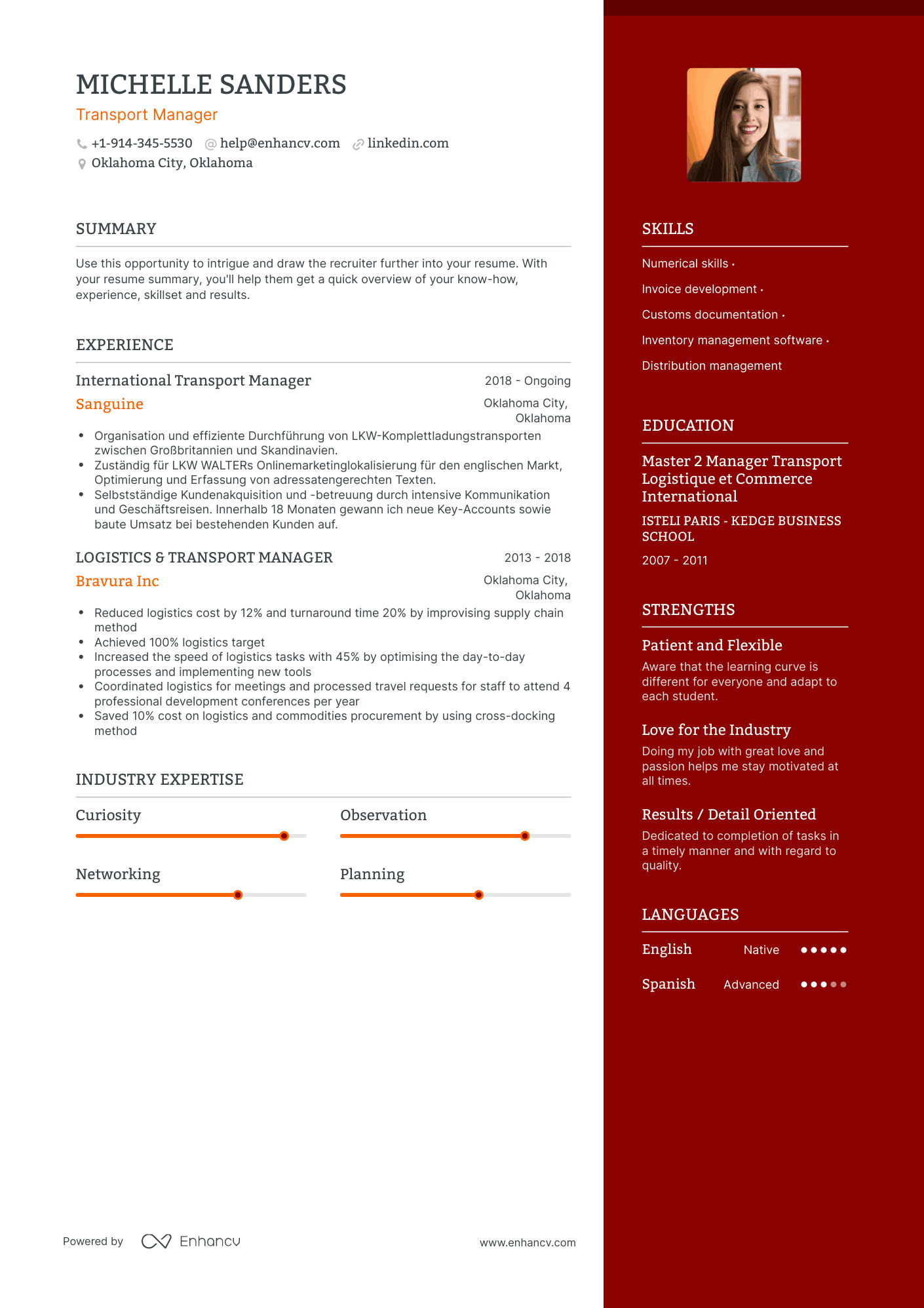 Transport Manager Resume Examples & Guide for 2023 (Layout, Skills ...