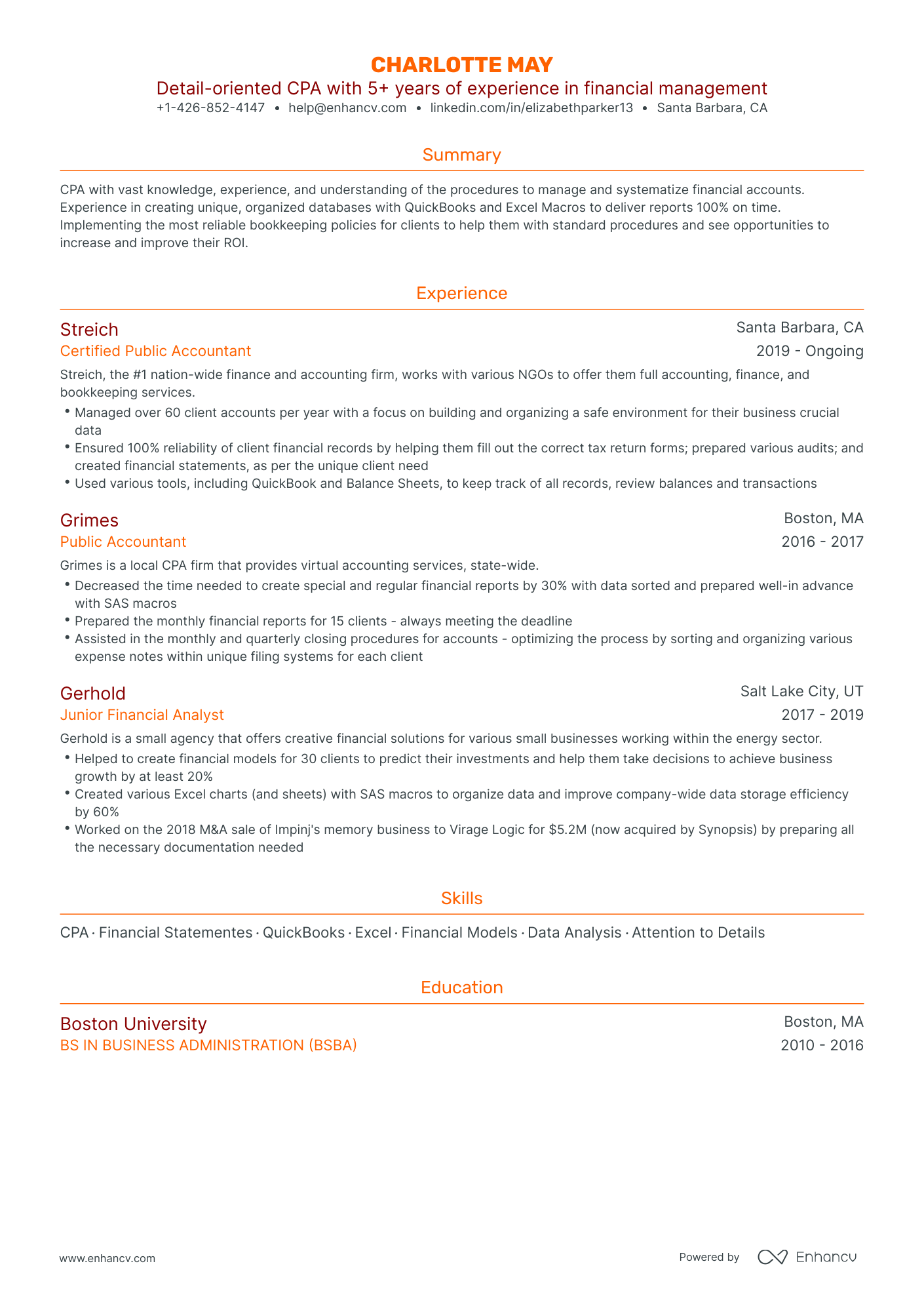 CPA Resume Examples & Guide for 2023 (Layout, Skills, Keywords & Job ...