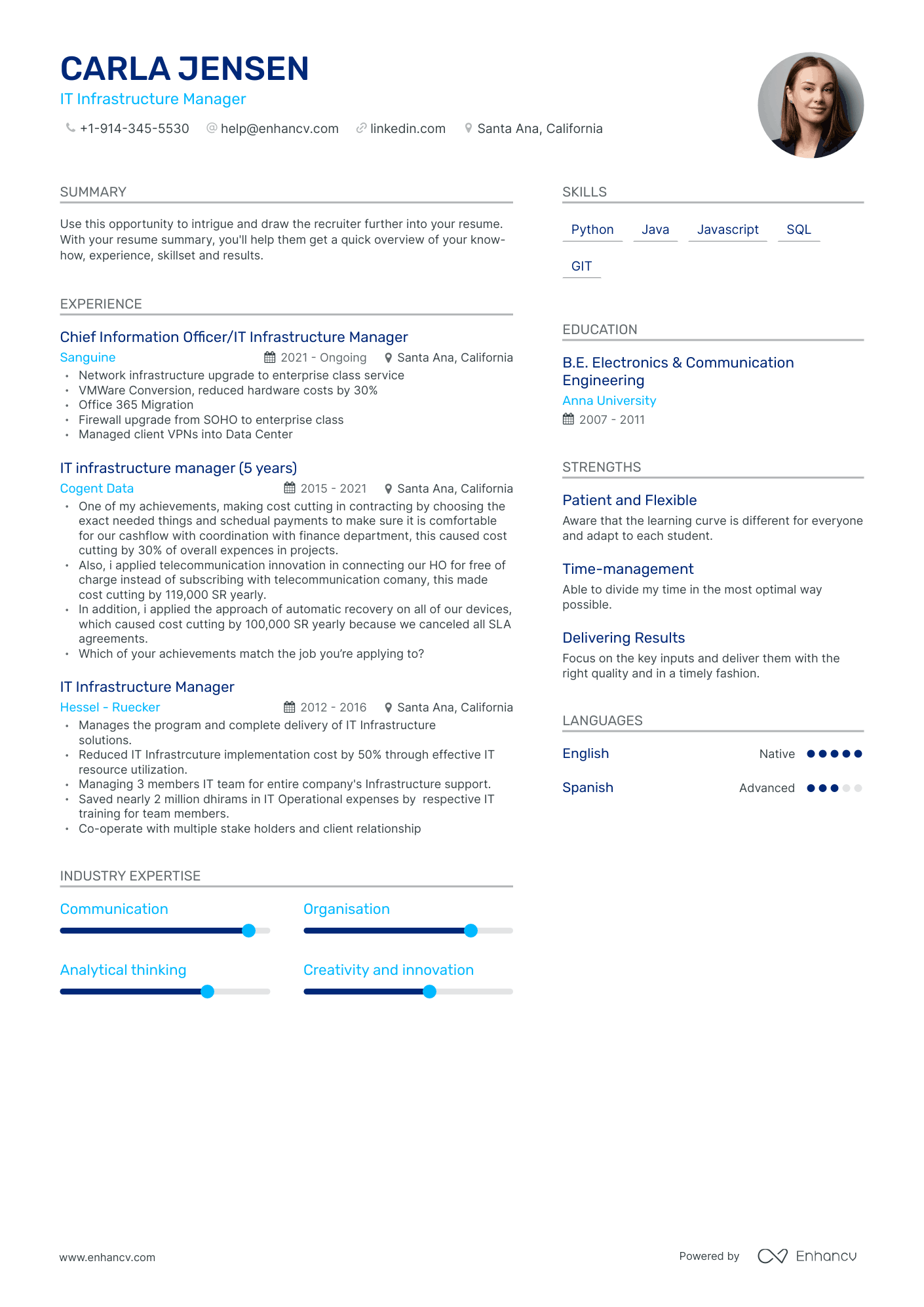 IT Infrastructure Manager Resume Examples & Guide for 2023 (Layout ...