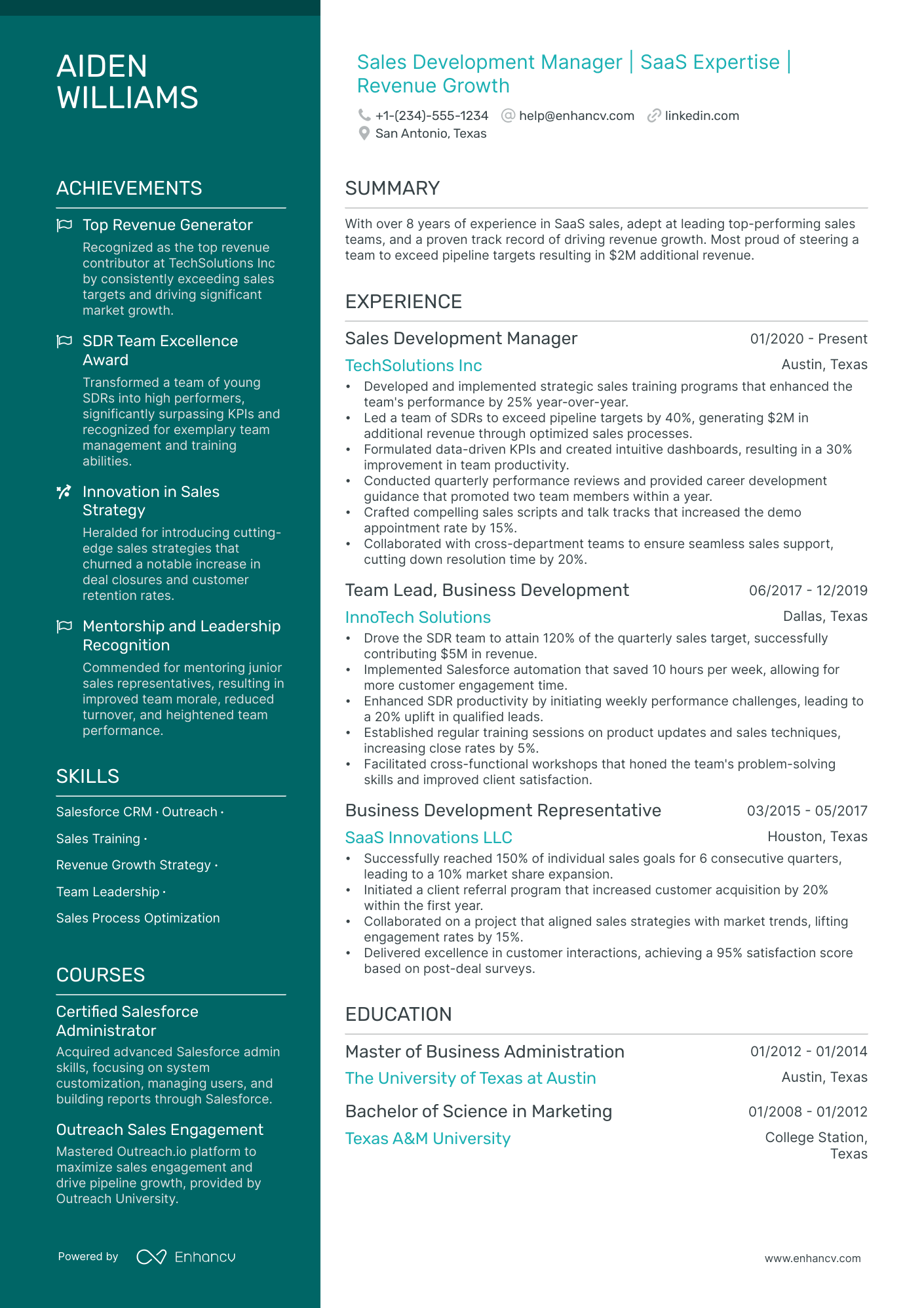 5 Sales Development Manager Resume Examples & Guide for 2024