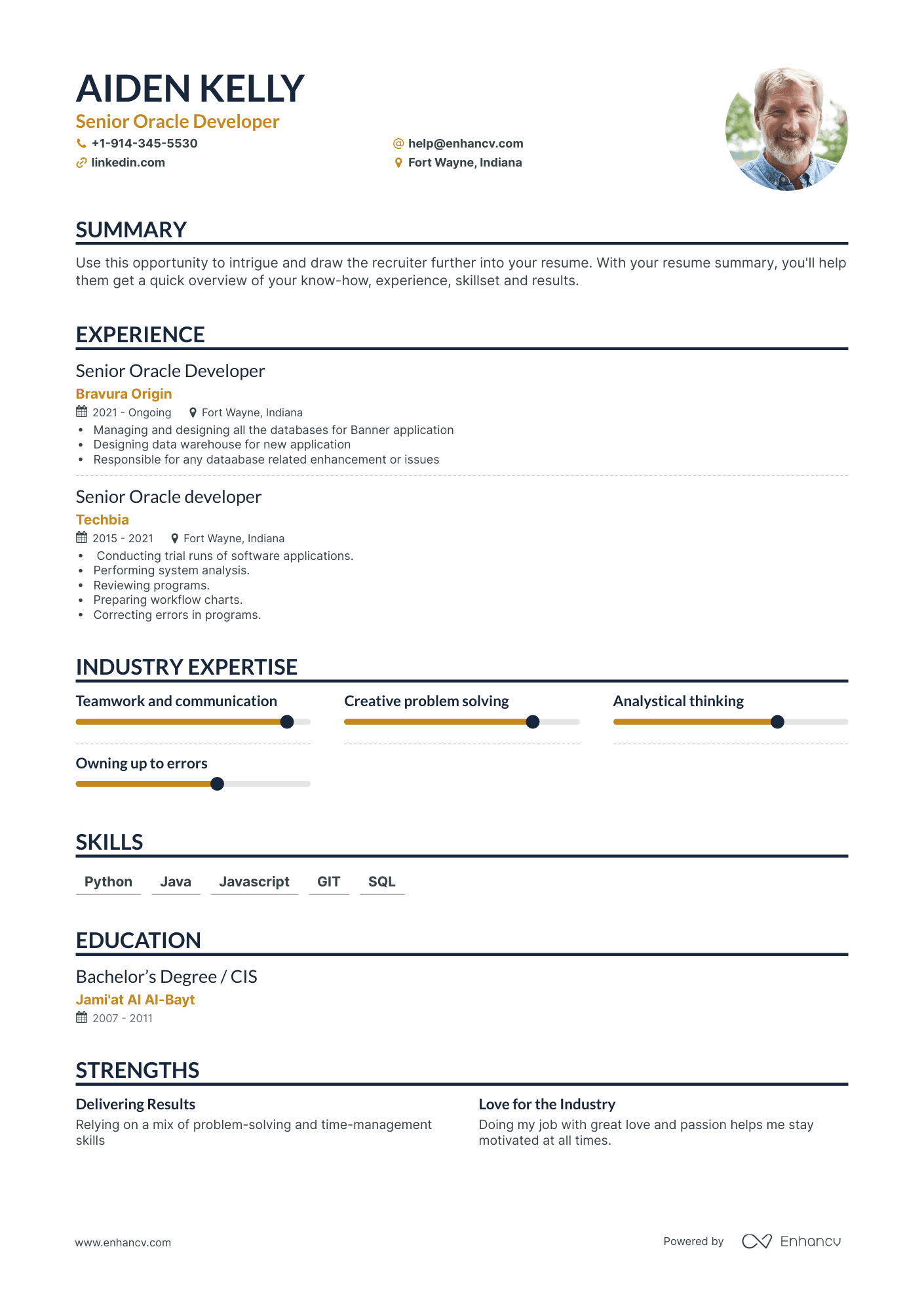 Senior Oracle Developer Resume Examples & Guide for 2023 (Layout ...