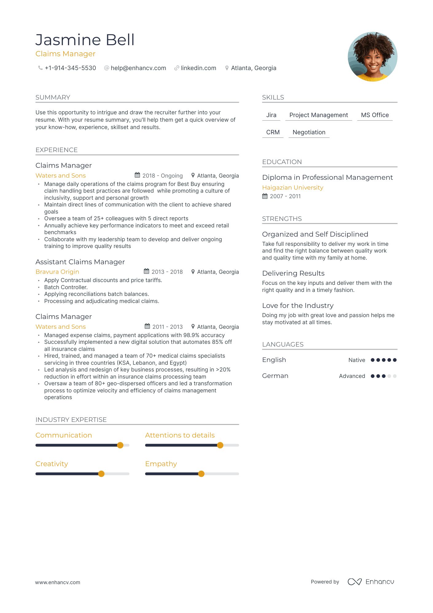 Claims Manager Resume Examples & Guide for 2023 (Layout, Skills ...