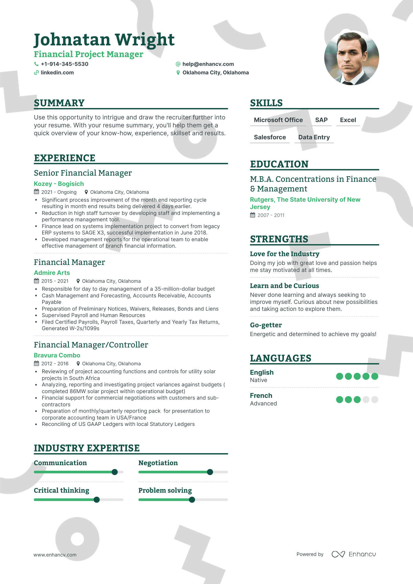 Financial Project Manager Resume Examples & Guide for 2023 (Layout ...