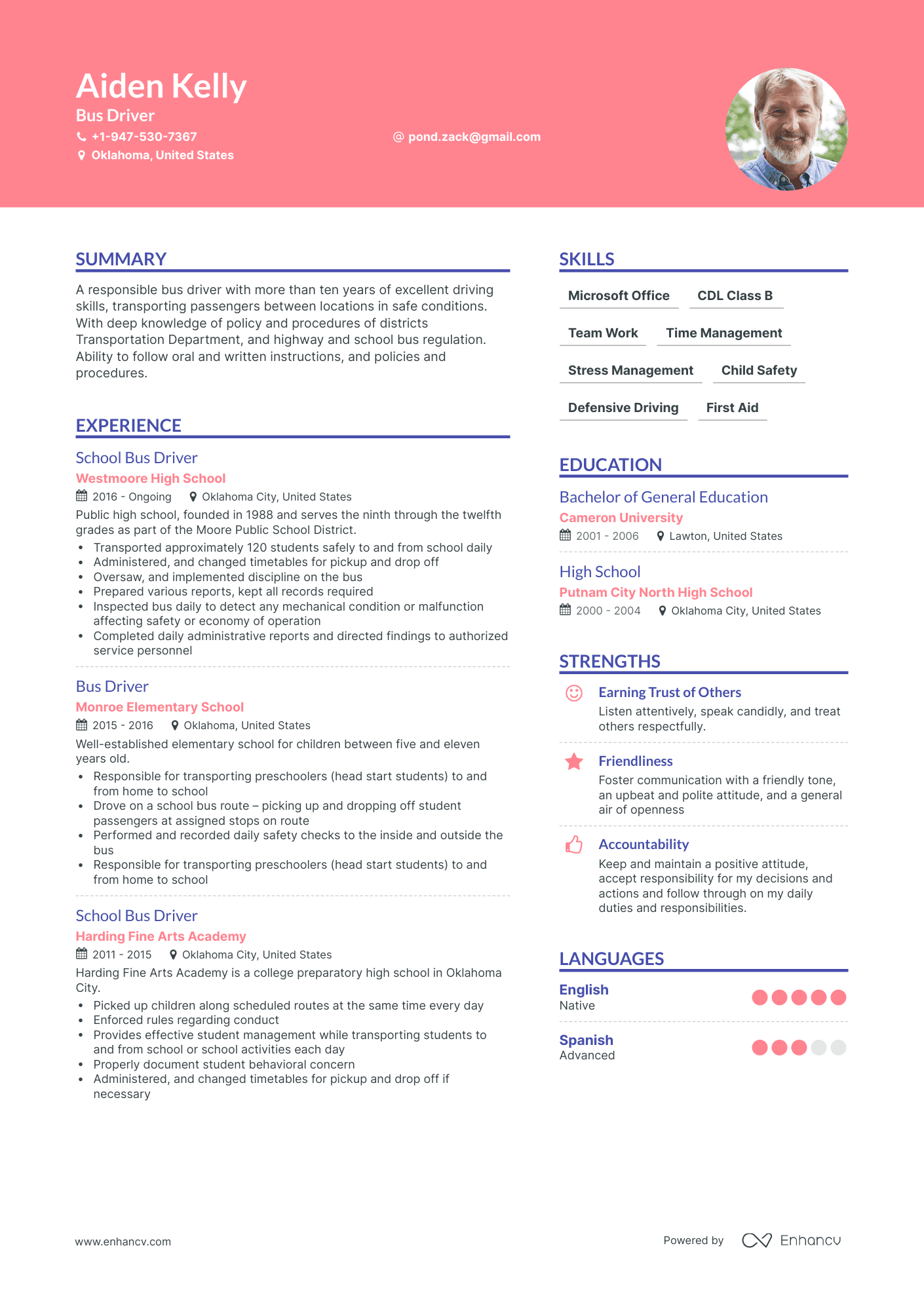 School Bus Driver Resume Examples & Guide for 2023 (Layout, Skills ...
