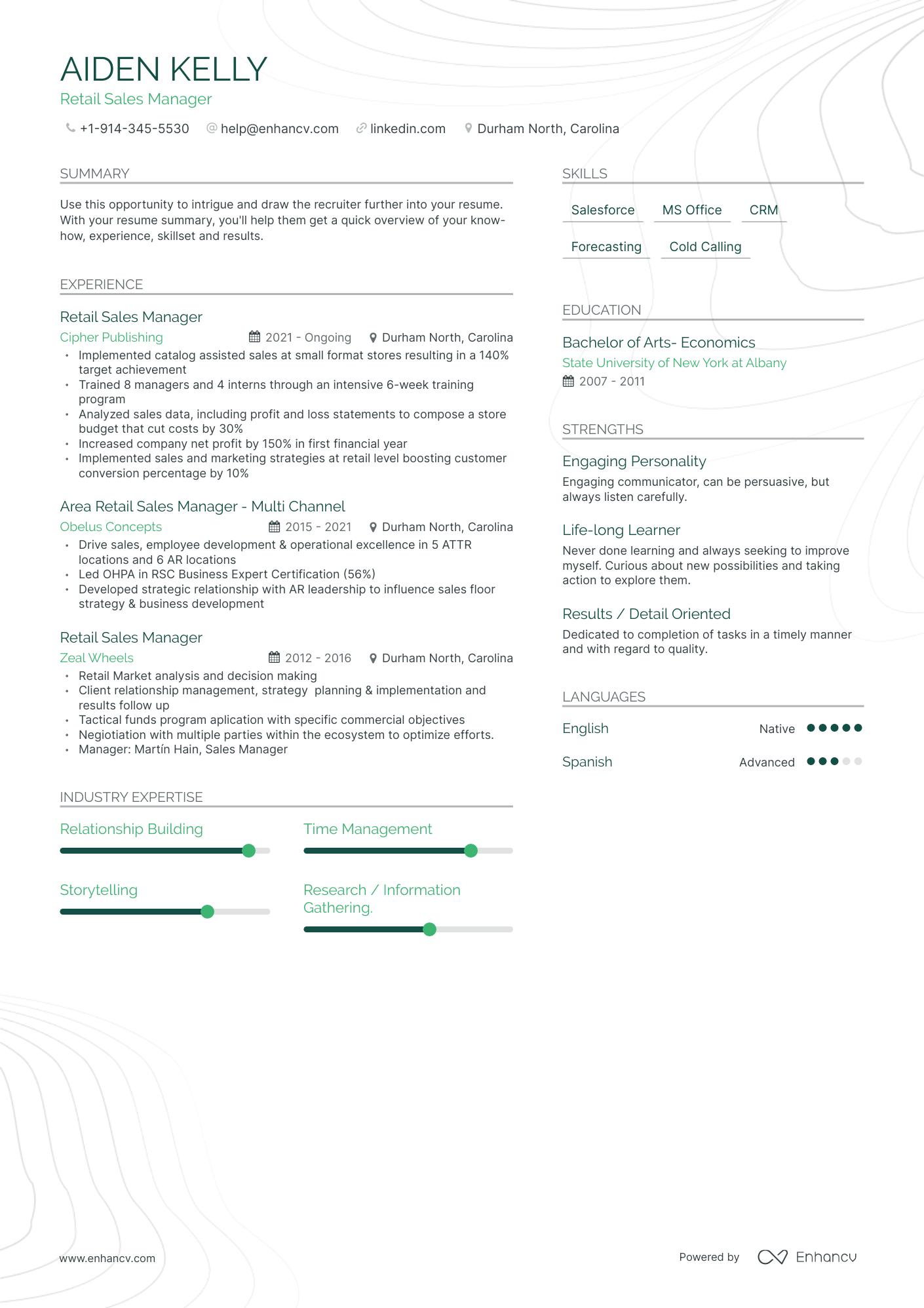 Retail Sales Manager Resume Examples & Guide for 2023 (Layout, Skills ...