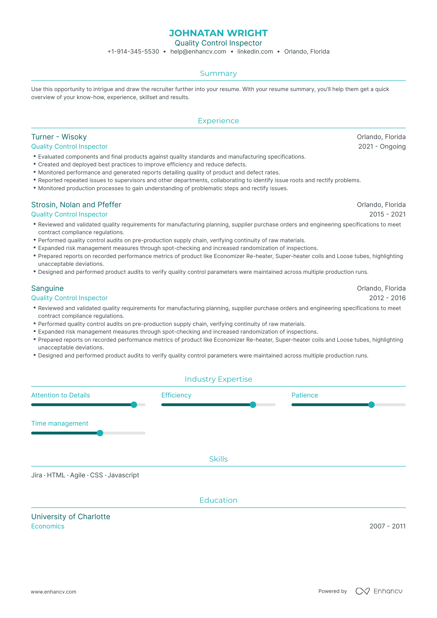 Quality Control Inspector Resume Examples & Guide for 2023 (Layout ...
