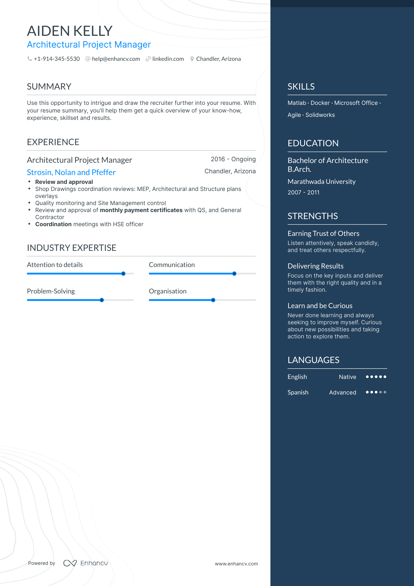 Architectural Project Manager Resume Examples & Guide for 2023 (Layout ...