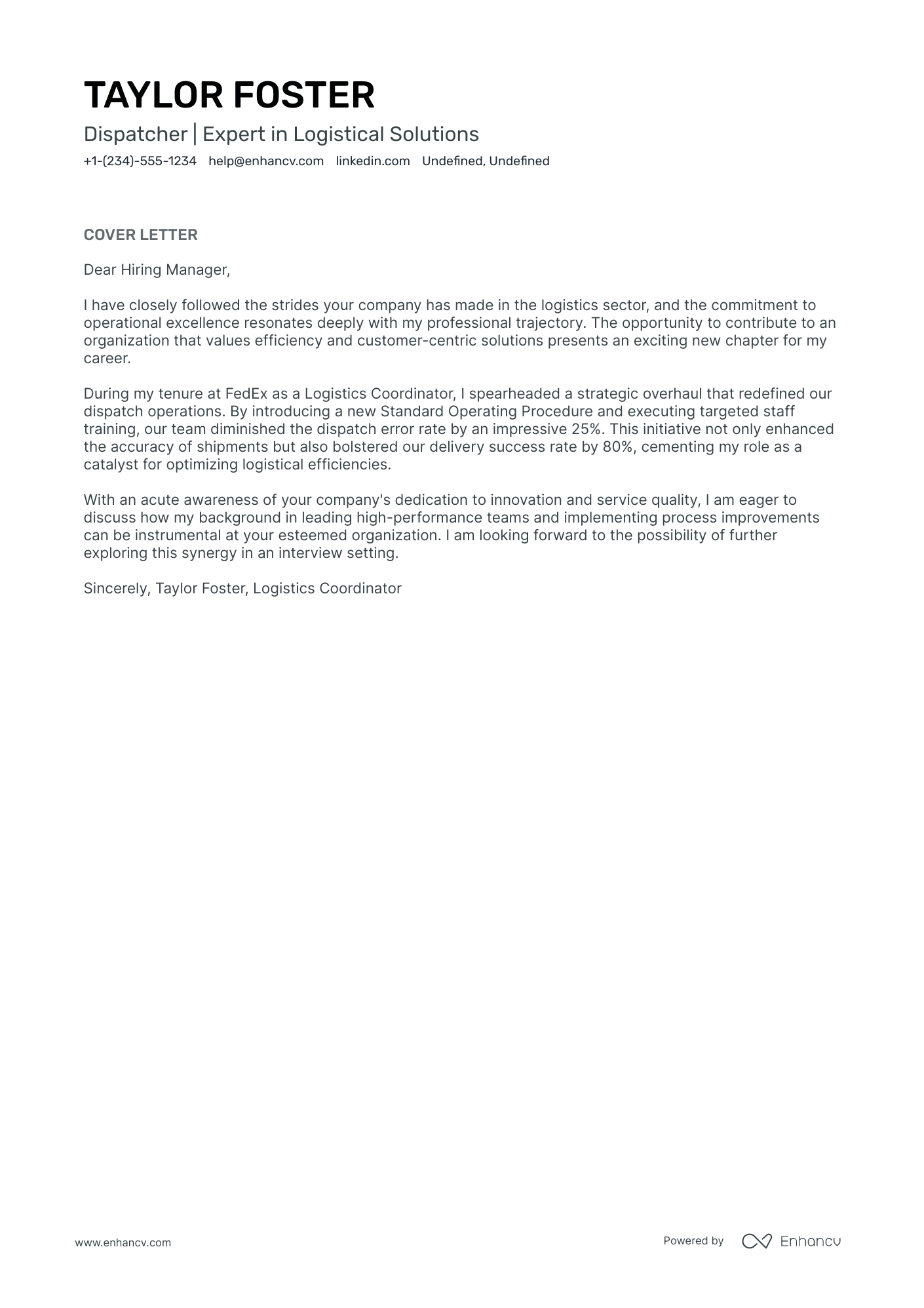 8 Professional Dispatcher Cover Letter Examples and Template for 2026 ...