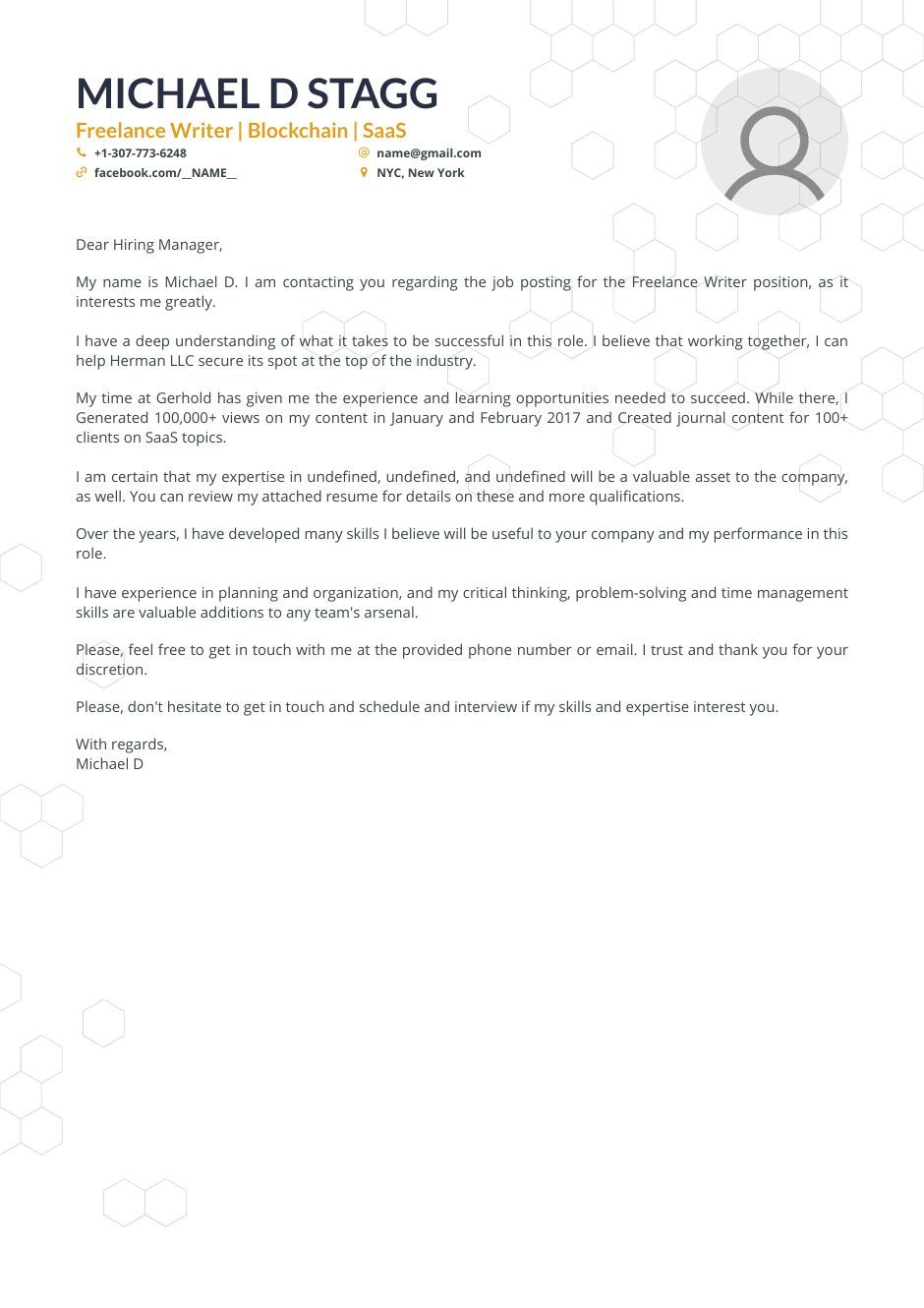 Real Freelance Writer Cover Letter Example For 2024
