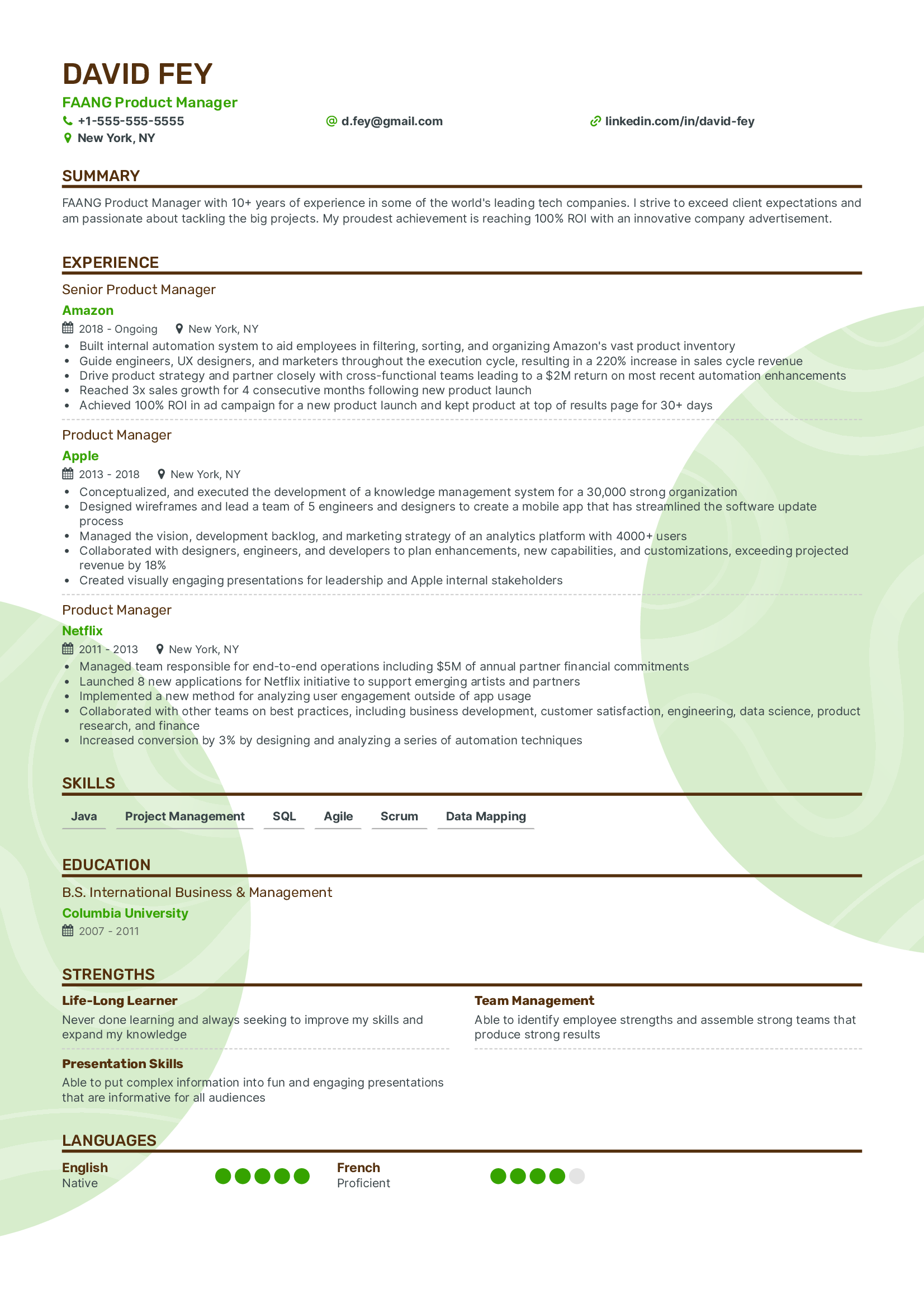 Faang Resume Template