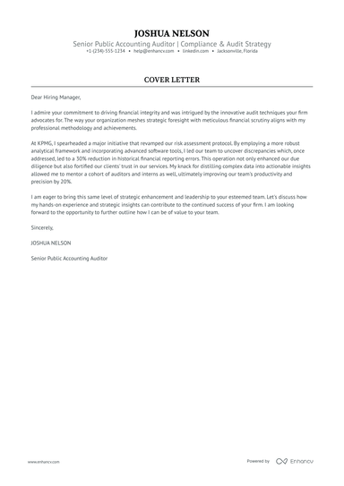 15 Professional Auditor Cover Letter Examples and Template for 2025 ...