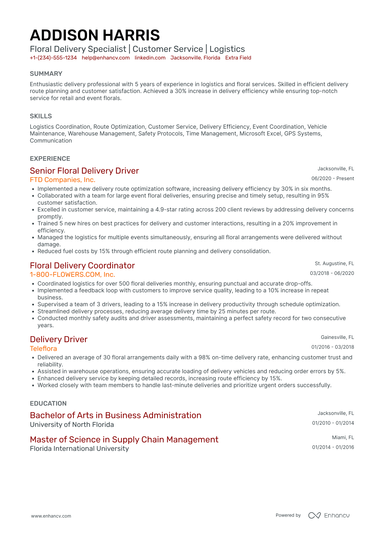 24 Delivery Driver Resume Examples & Guide for 2025