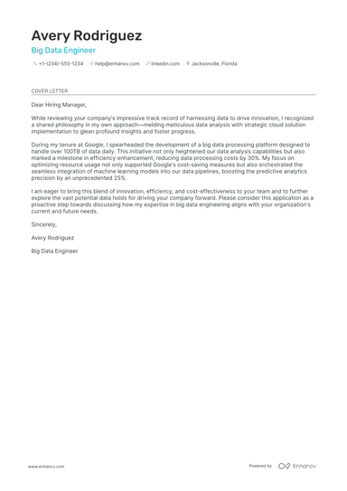 21 Professional Data Engineer Cover Letter Examples and Template for ...