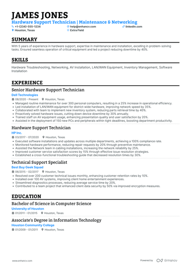 18 IT Technician Resume Examples & Guide for 2025