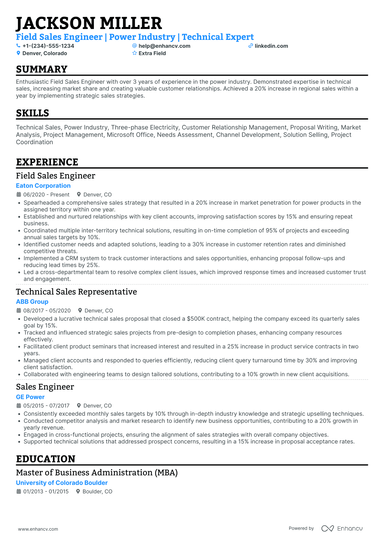 20 Sales Engineer Resume Examples & Guide for 2025