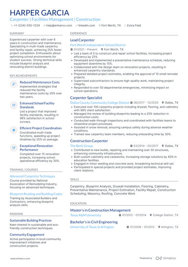19 Carpenter Resume Examples, Templates & Guide for 2025