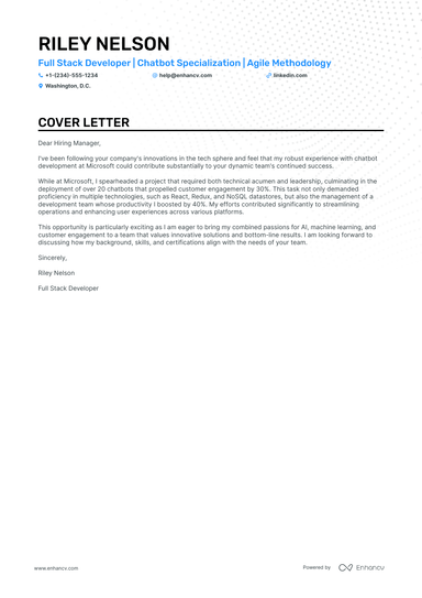 11 Professional Full Stack Developer Cover Letter Examples and Template ...