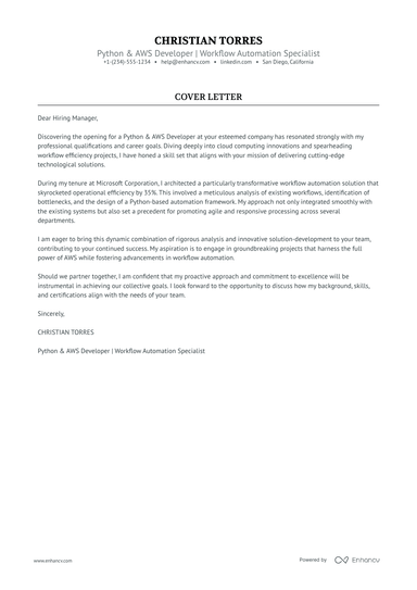8 Professional Python Developer Cover Letter Examples and Template for ...