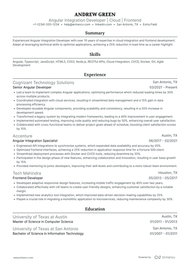 21 Angular Developer Resume Examples & Guide for 2025