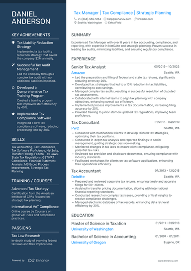 18 Tax Manager Resume Examples That Got Jobs for 2025