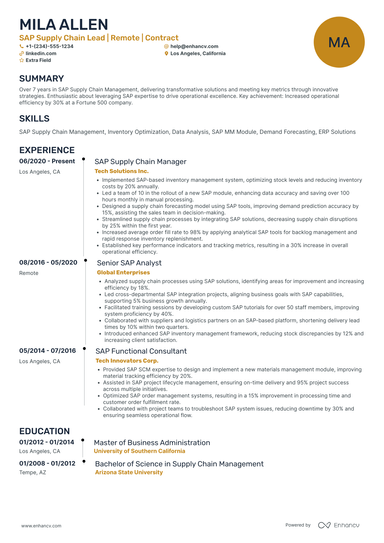 18 SAP Resume Examples & Guide for 2025