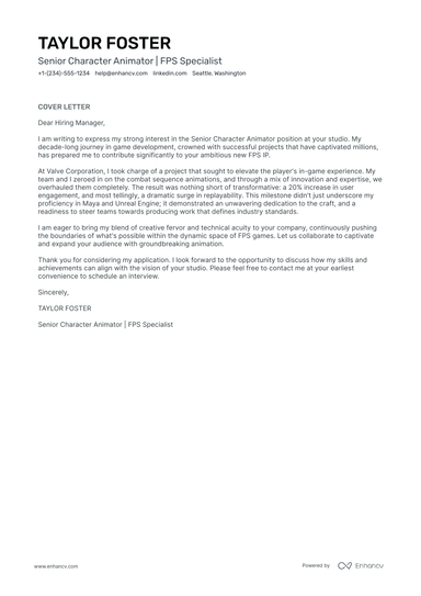 9 Professional Animator Cover Letter Examples and Template for 2024 ...